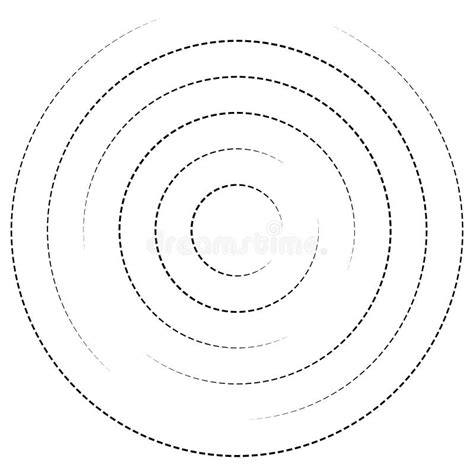 Concentric Circles With Dashed Lines Circular Spiral Element Stock