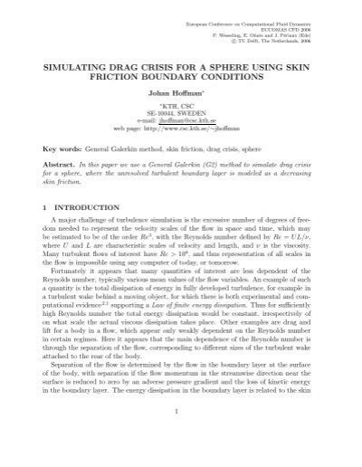 Simulating Drag Crisis For A Sphere Using Skin Friction Fyper