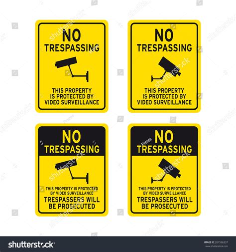 No Trespassing Surveillance Camera Warning Sign Stock Vector Royalty
