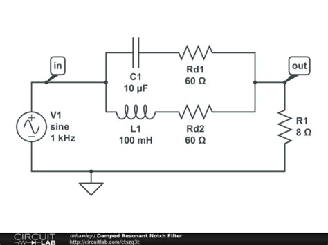 Damped Resonant Notch Filter Circuitlab