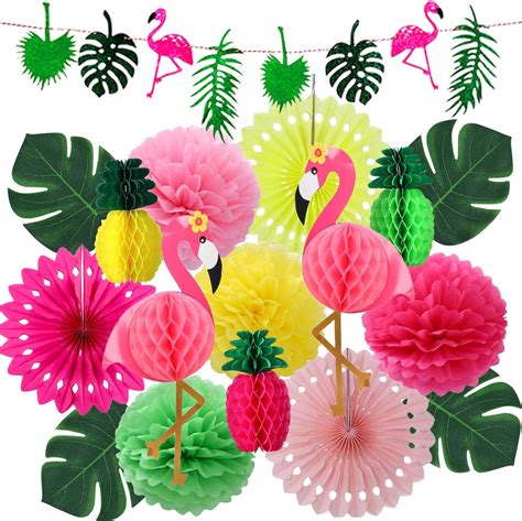 Hawaiian Tropical Birthday Party Decorations Flamingo And