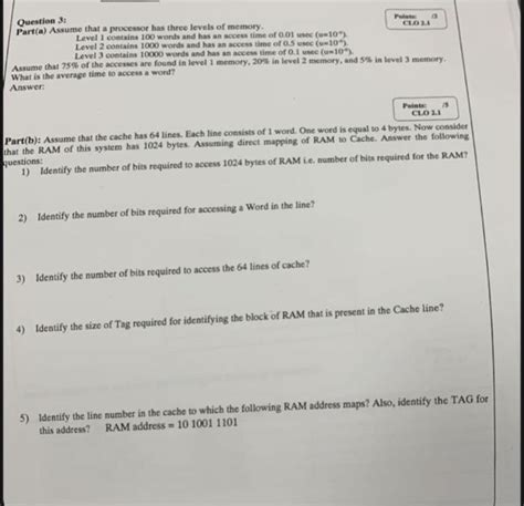 Solved Question Part A Assume That A Processor Has Three Chegg