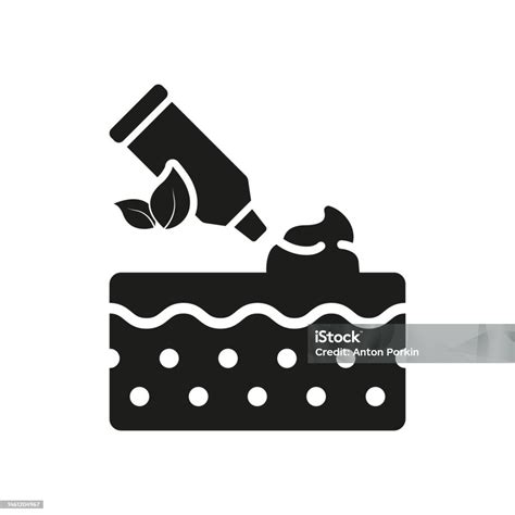 노화 방지 크림 실루엣 아이콘입니다 뷰티 스킨 픽토그램을 위한 페이셜 코스메틱 화장품 모이스처라이저 글리프 아이콘 피부 관리 치료 고립된 벡터 그림 0명에 대한 스톡 벡터