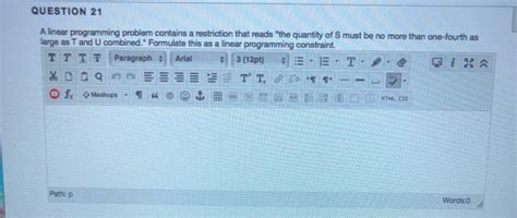Solved Question 21 A Linear Programming Problem Contains A