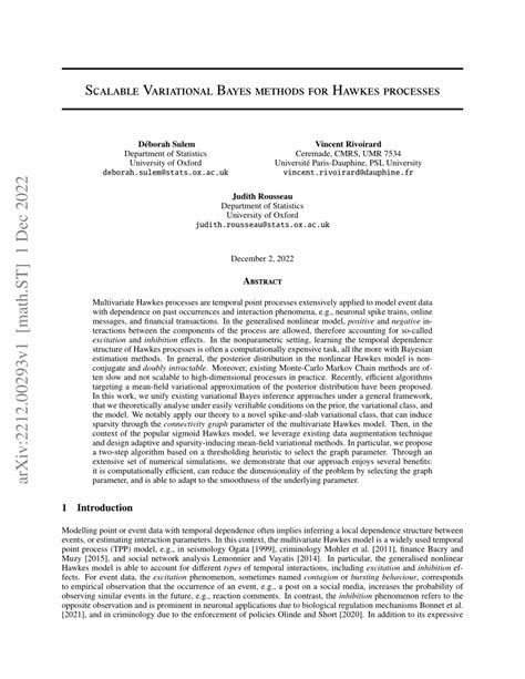Pdf Scalable Variational Bayes Methods For Hawkes Processes