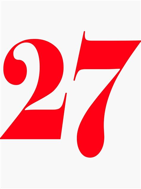 Number 27 Red Sticker For Sale By Solgel47 Redbubble
