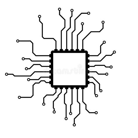 Chip Isolated Minimal Icon Processor Line Vector Icon For Websites And