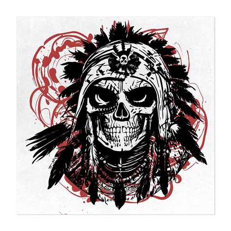Tribal Dead Ancestral Expressions Illustration Skull Gothic Creepy
