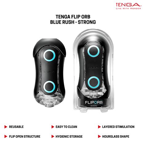 Tenga Flip Orb Strong Blue Rush Strong Reusable Stroker Easy To Wash Flip Open Designed Sex Toy