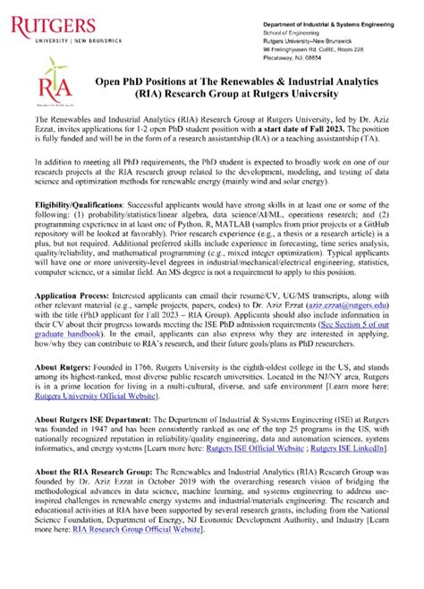 Phdpositions Industrialengineering Systemsengineering Renewableenergy Datascience