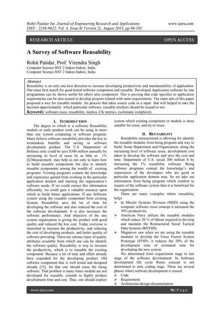 A Survey Of Software Reusability Pdf Web Development Internet