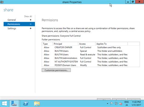Windows Server 2012 R2 File Server Access Permission Server World