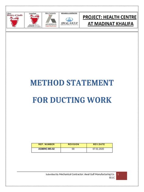 Method Statement Of Ducting Work Pdf Duct Flow Welding