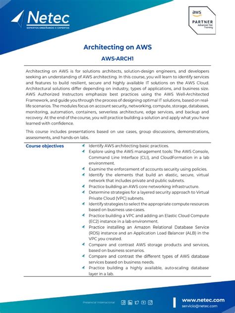 Aws Arch1 Architecting On Aws Pdf