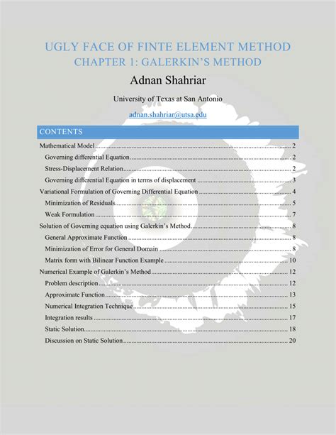 Pdf Ugly Face Of Finte Element Method Galerkins Method