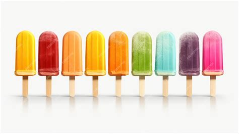 Premium Ai Image Colorful Popsicle Assorted On White Background