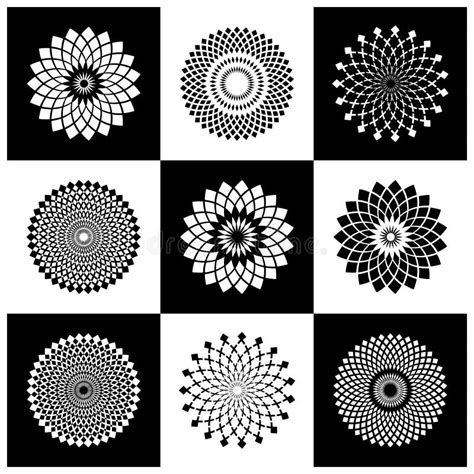Circle Design Elements Set Abstract Round Geometric Patterns Stock