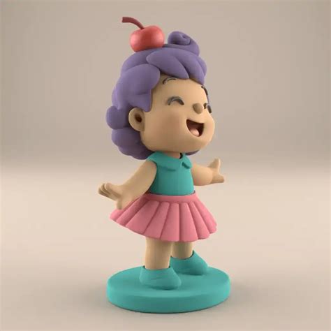 🍒 Cute Cherry Girl 3d Print Model Happy Stl File・ Stl File For 3d