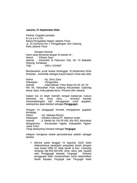 Surat Gugatan Devy 2310611218 Pdf