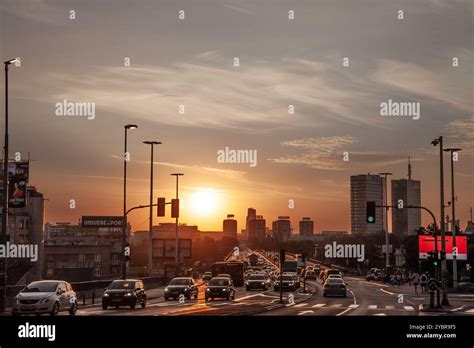 Belgrade Serbia July 19 2022 Traffic Jam Of Cars And Other Vehicles On Brankov Most Bridge