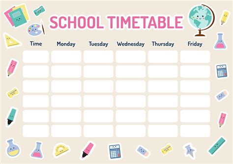Education Lessons Plan Template School Timetable For Students Pupils