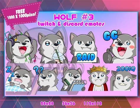 Wolf 3 Chibi Twitch Emotes Pack Discord Emotes Pack Emotes For