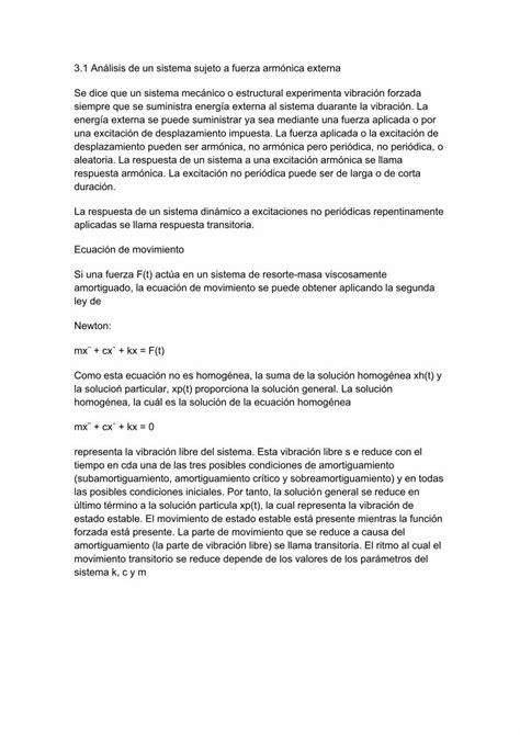 Pdf 31 Análisis De Un Sistema Sujeto A Fuerza Armónica Externa
