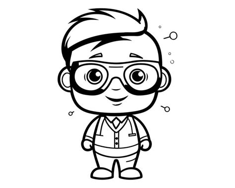 Cute Boy Wearing Glasses Cartoon Mascot Character Vector Illustration