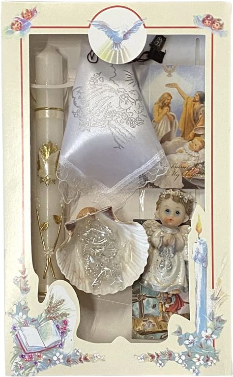 Boys Or Girls Christening Baptism Candle Box T Set Shell