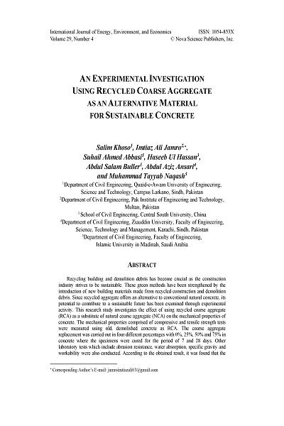 An Experimental Investigation Using Recycled Coarse Aggregate As An Alternative Material For