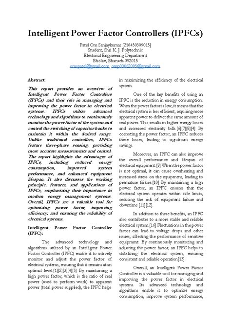 Intelligent Power Factor Controller J Polytechnic Electrical