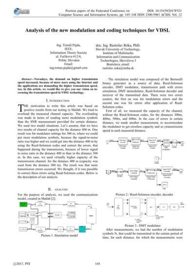 analysis of the new modulation and coding techniques for vdsl