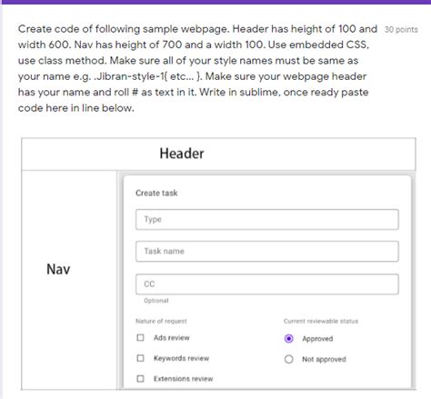 Solved Create Code Of Following Sample Webpage Header Has Chegg Com