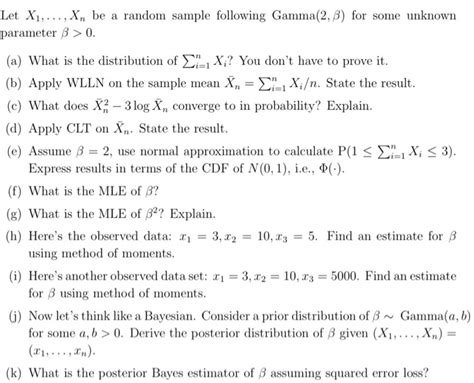 solved let x1 xn be a random sample following