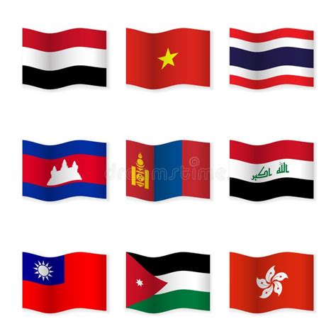 Waving Flags Of Different Countries Stock Vector Illustration Of National Icon 58748973