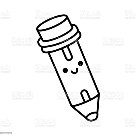 Vector Cartoon Cute Pencil School Kawaii Illustration Stock