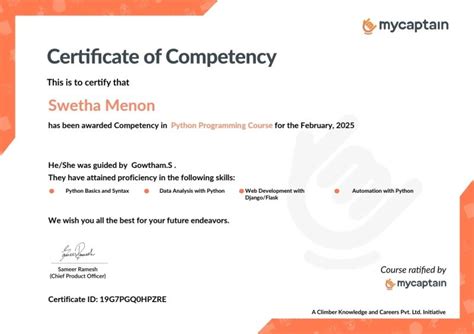 Python Dataanalysis Webdevelopment Automation Learning Mycaptain Swetha Menon