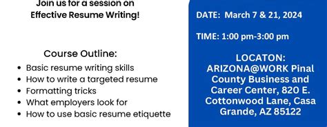 Resume Writing Workshop Arizona Work