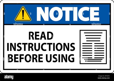 notice machine sign read instructions before using stock vector image
