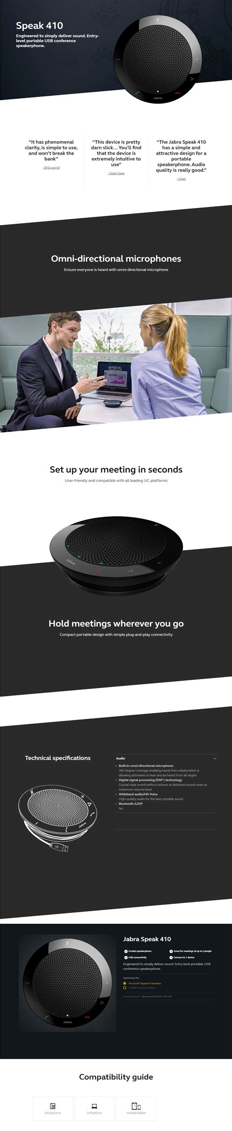 Jabra Speak Ms Usb Portable Conference Speakerphone