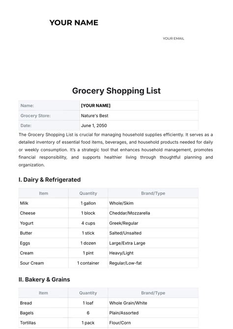 Free Shopping List Templates Editable And Printable