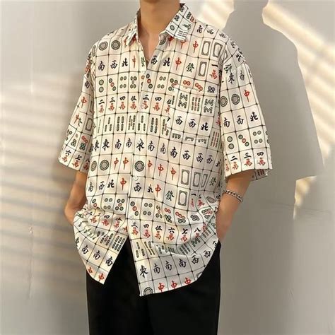 Jaywoon Short Sleeve Mahjong Print Shirt Yesstyle
