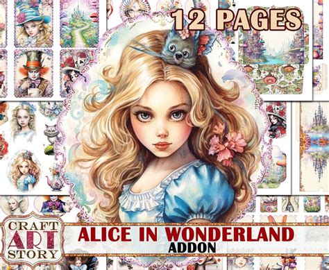 Alice Wonderland Junk Journal Pagesscrapbook Printables Digital Papers