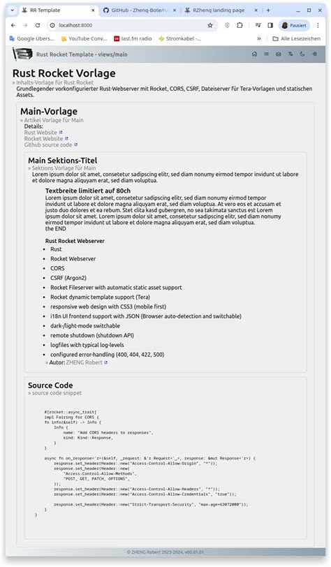 GitHub Zheng Bote Rust Rocket Template Basic Pre Configured Rust Web Applicationserver With
