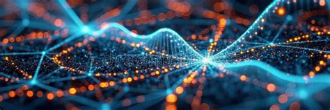 Abstract Digital Network With Glowing Dots And Lines Stock Image Image Of Orange Energy