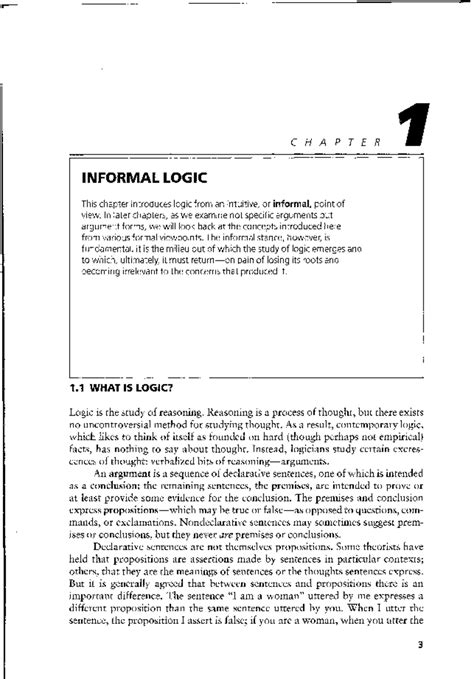 Informal Logic Understanding Validity Arguments And Counterexamples CHAPTER INFORMAL LOGIC