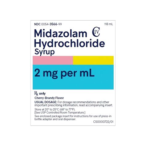 Midazolam Syrup 2 Mgml Oral Solution Cherry Flavor 118 Ml Bottle Mcguff