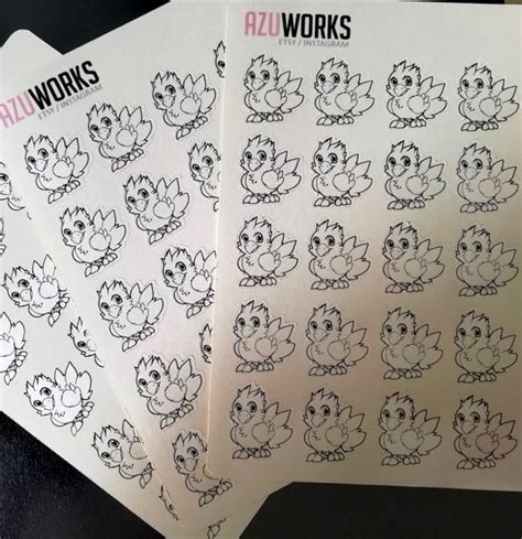 Alpha Chocobo Inspired Ffxiv Kiss Cut Sticker Sheet Kawaii Etsy