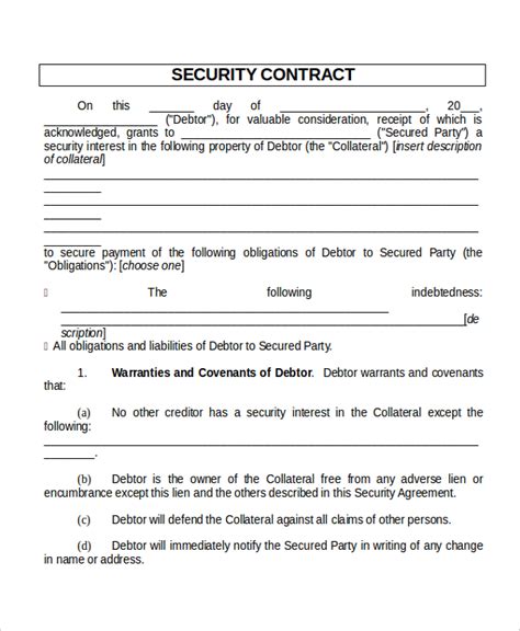 Security Contract Template