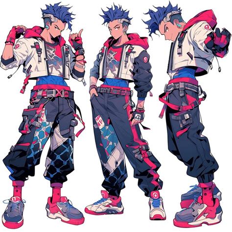 Premium Photo Character Anime Concept Male Short Punk Inspired Outfit